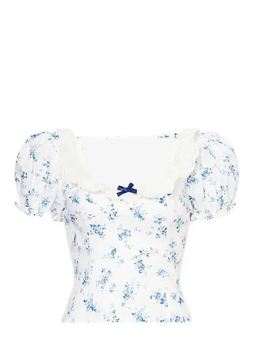 REFORMATION Alice Floral-print Linen Top - Orlaya