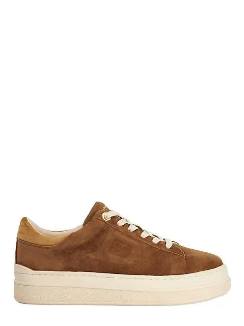 DUNE Eden Suede Trainers - Dark Tan Suede