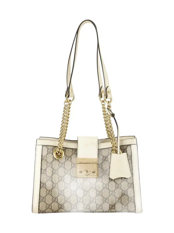 Gucci Gg Supreme Padlock Tote - White