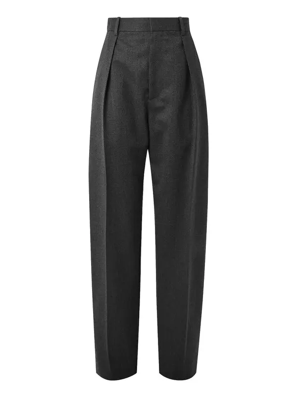 Bottega Veneta Pleated Wool-twill Tapered Trousers - Black
