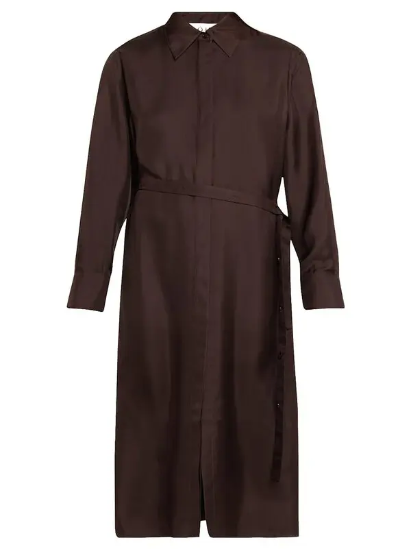 RÓHE Long-sleeve Deconstructed Silk Wrap Dress - Mahogany