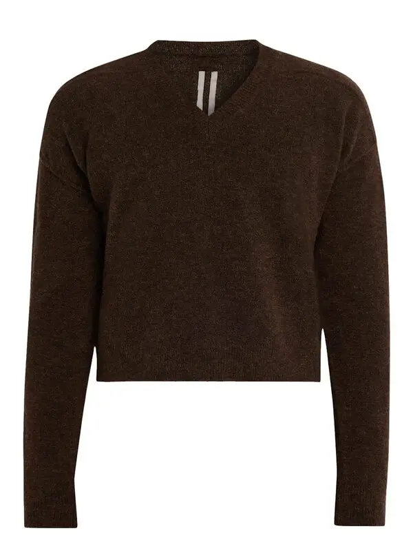Rick Owens Wool-blend Cropped V-neck Sweater - Brown