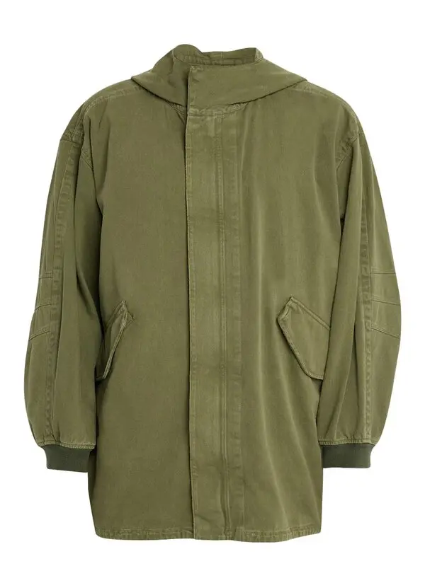 THE ROW Cotton Fishtail Parka Jacket - Khaki Green