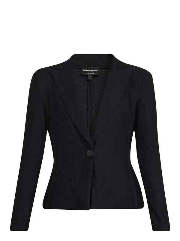 Giorgio Armani Rice Stitch Jersey Single-breasted Jacket - Solid Black
