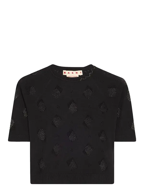 Marni Perforated Knit Slim Sweater - Black
