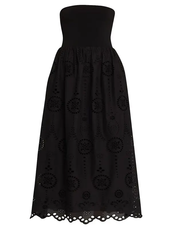 Matteau Strapless Knit Broderie Dress - Black