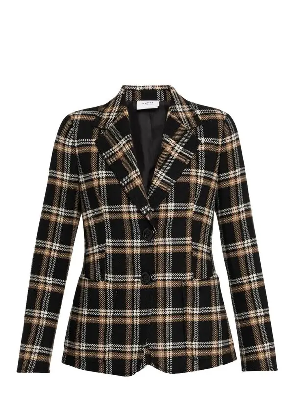 Akris Wool Check Single-breasted Jacket - Black-camel-cream