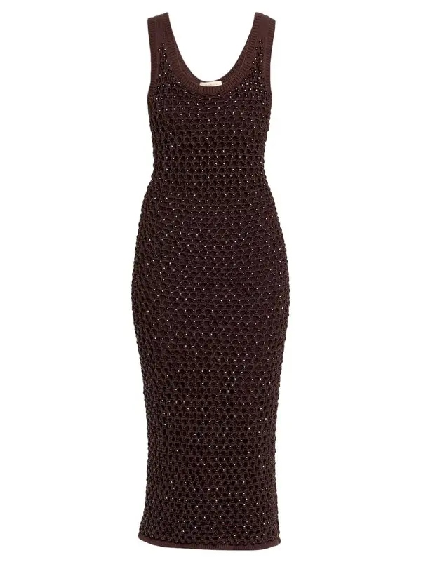 DIOTIMA Erin Crystal Mesh Maxi Tank Dress - Dark Brown
