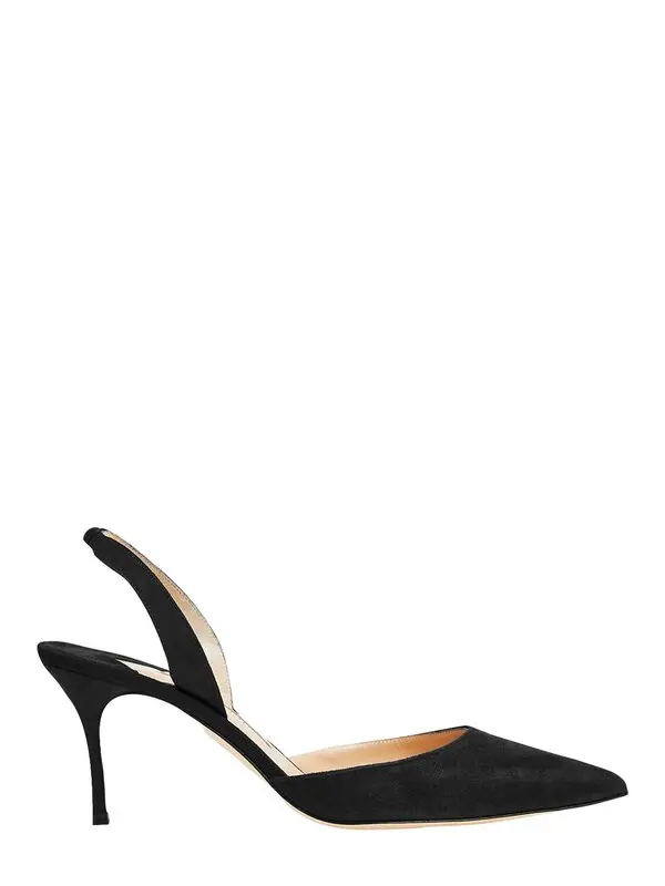 Manolo Blahnik Carolyne Suede Slingback Pumps - Black