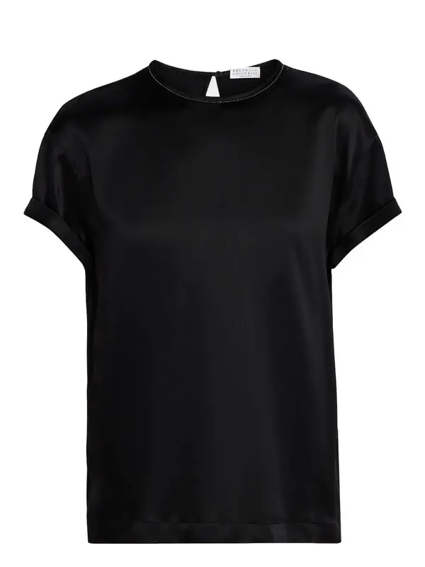 Brunello Cucinelli Monili Stretch Satin T-shirt - Black