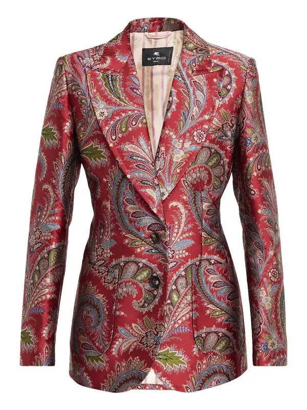 Etro Floral Brocade Single-breasted Jacket - Red