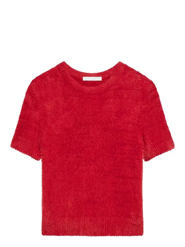 Helmut Lang Cropped Eyelash Knit Tee - Red - N00