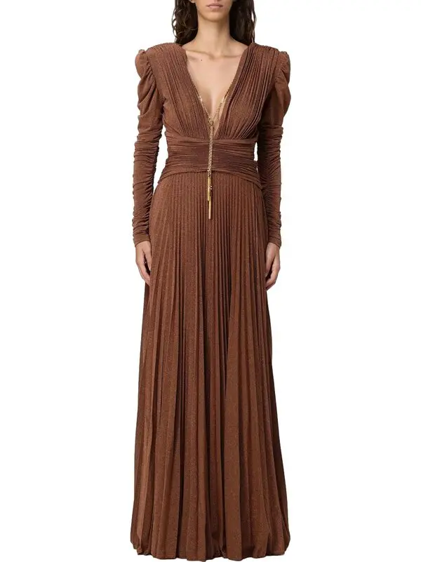 Elisabetta Franchi Long Sleeve Dress - Bronze