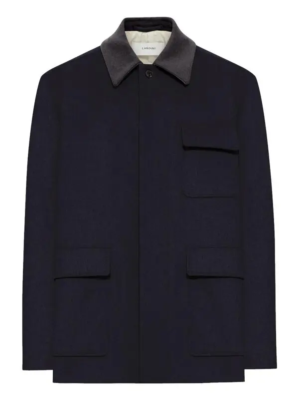 LARDINI Notched Lapel Coat - Blue