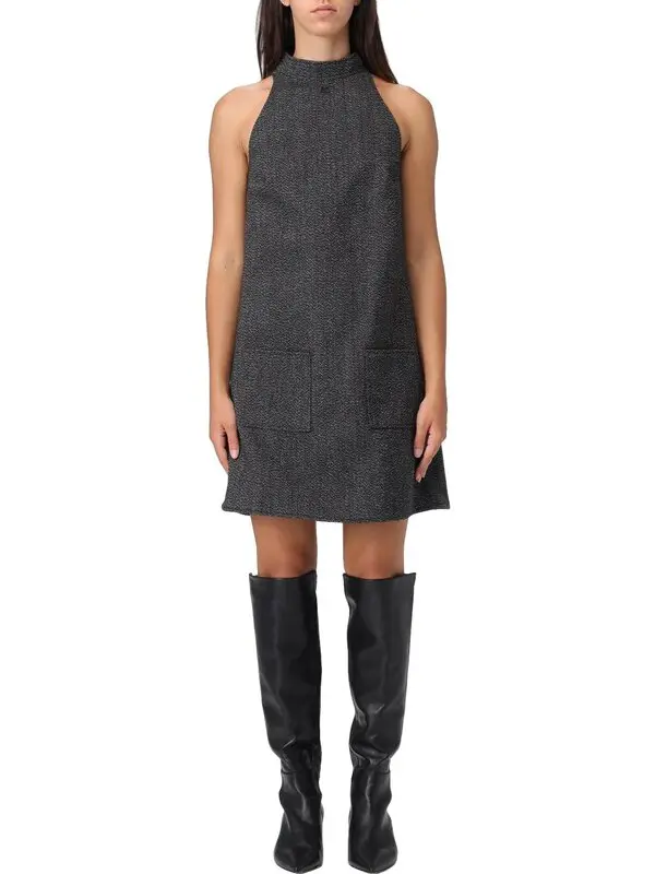 COURREGES Sleeveless High Neck Dress With Pockets - Black