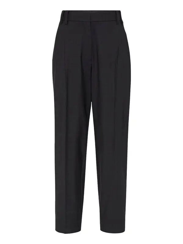 Brunello Cucinelli Tropical Luxury Wool Slouchy Trousers - Black