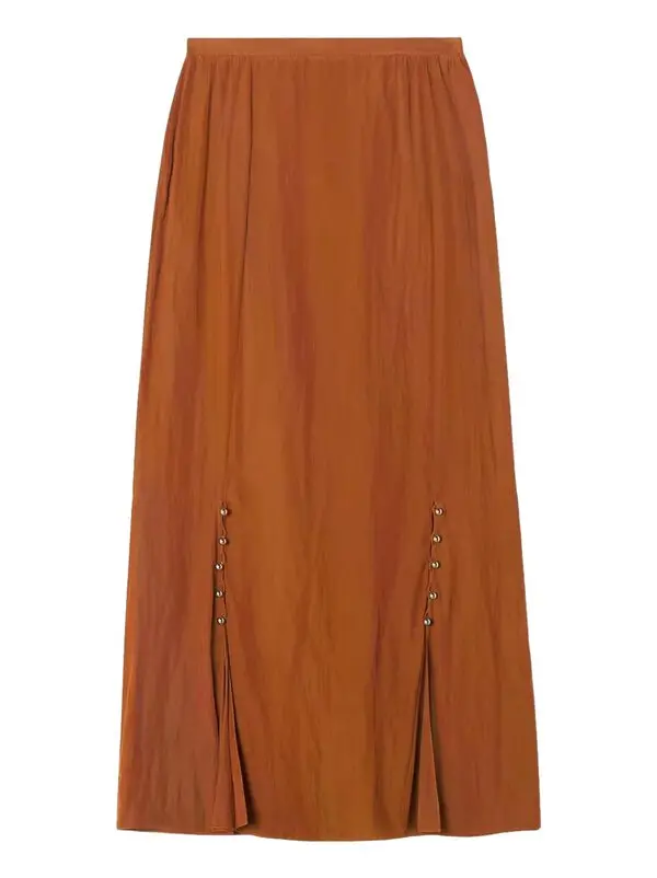 LANVIN Pleated Skirt With Button Detail - Orange