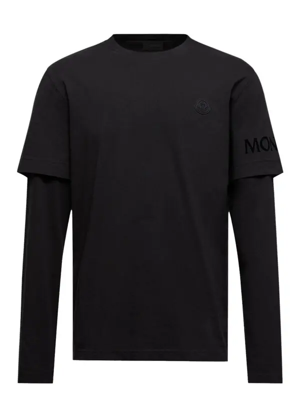 Moncler Double Sleeve Cotton T-shirt - Black