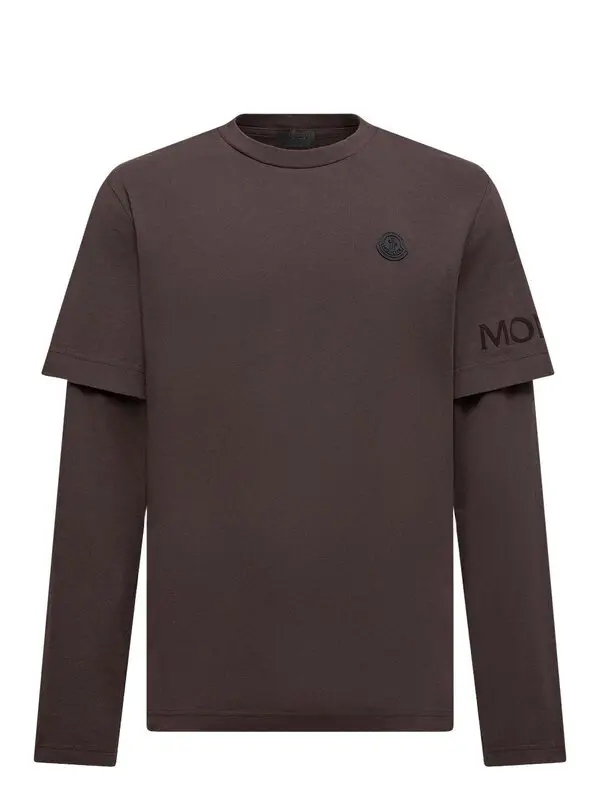 Moncler Double Sleeve Cotton T-shirt - Brown