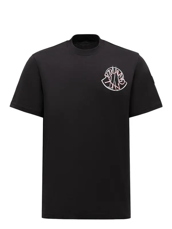 Moncler Overlapped Logo Cotton T-shirt - Black