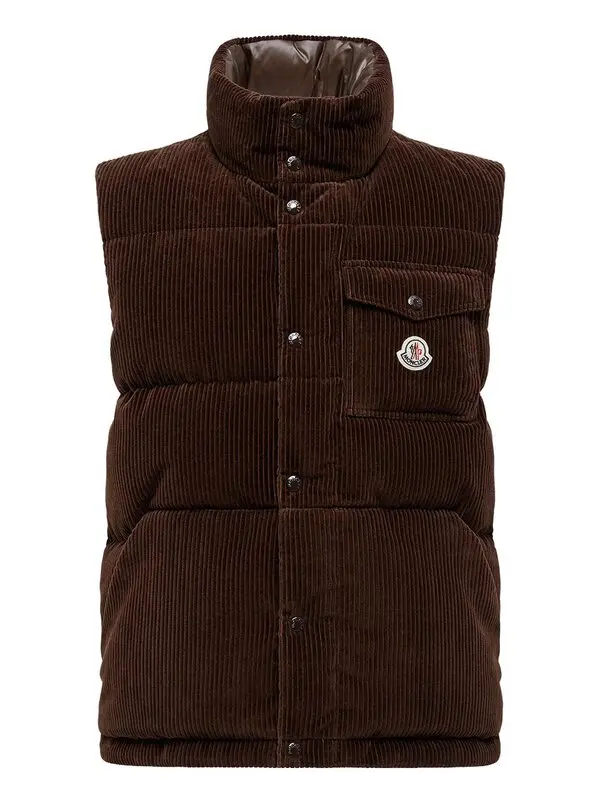 Moncler Agen Corduroy Down Vest - Brown
