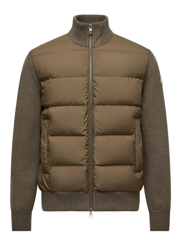 Moncler Padded Wool Zip-up Cardigan - Green