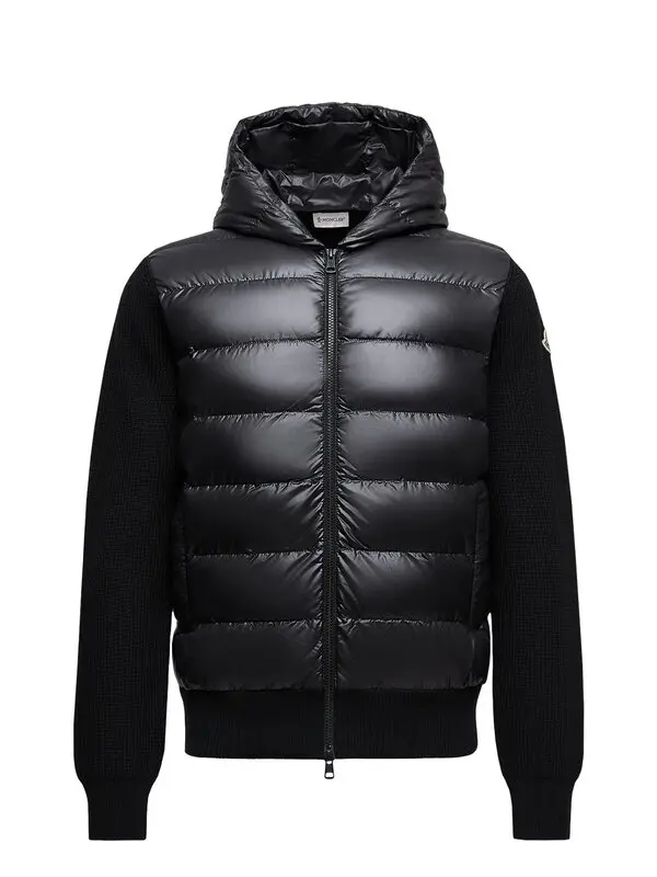 Moncler Padded Wool Zip-up Hoodie - Black