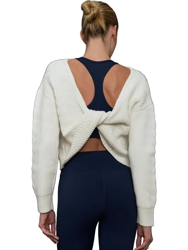 Carbon38 Cable Knit Twist Pullover - Ivory