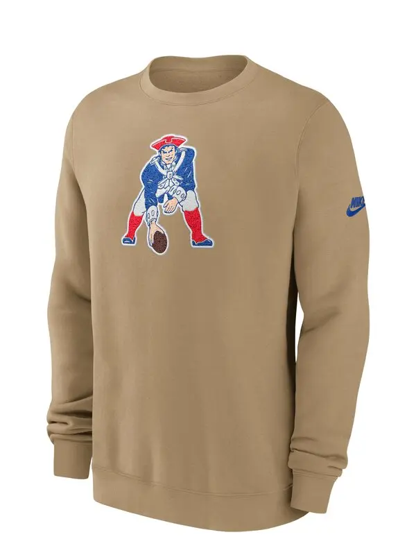 Nike New England Patriots Swing Pass Rewind Club Nfl Pullover Crew - Brown