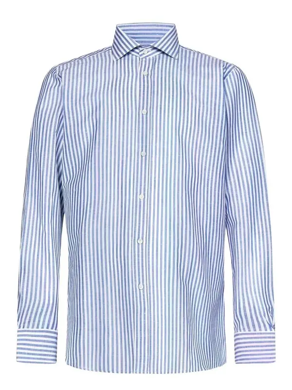 FRANZESE COLLECTION Spread-collar Striped Shirt - Blue