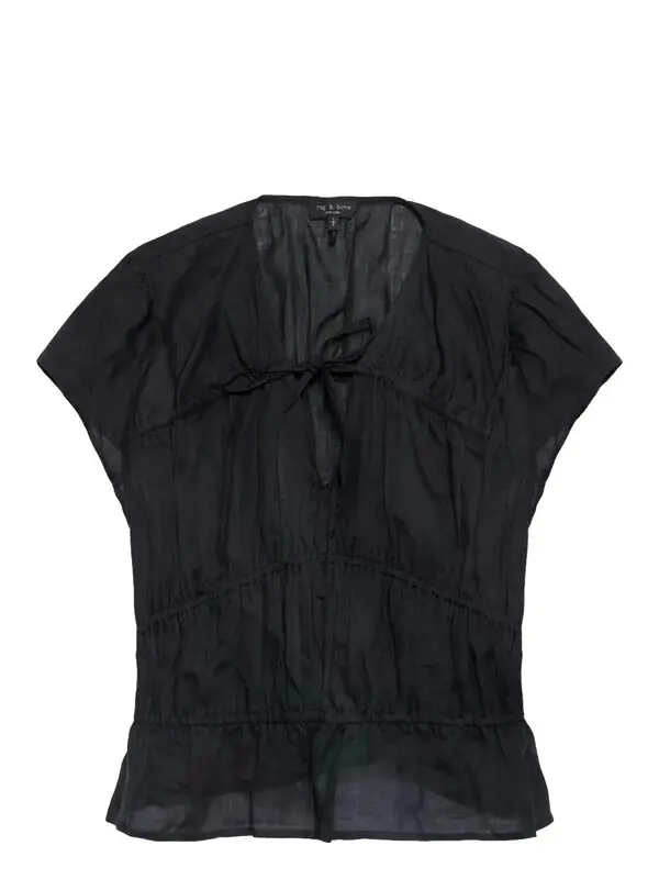 Rag & Bone Smocked Tie Top - Black