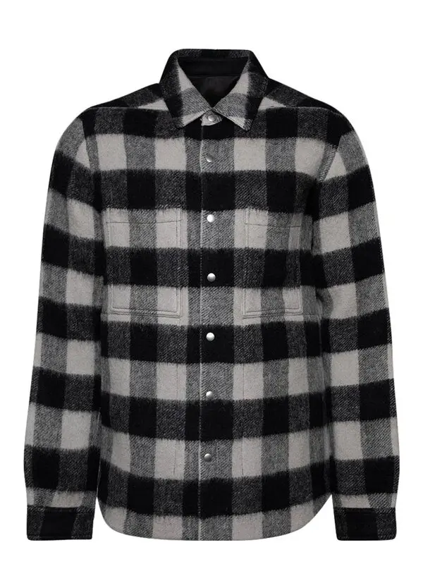 Rick Owens Outershirt Rosewood Plaid - Black