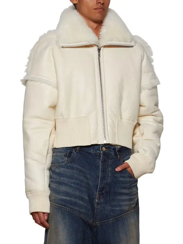 Rick Owens Cropped Flight Jacket - White
