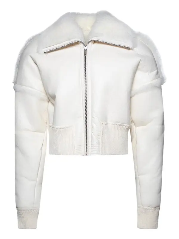 Rick Owens Flight Jacket Cropped Milk - White