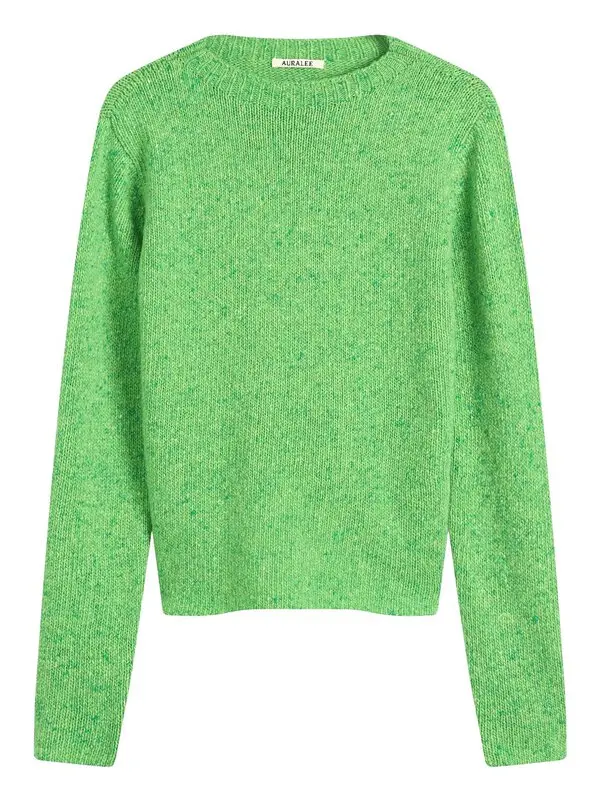 Auralee Cashmere Melange Knit Pullover - Top Green