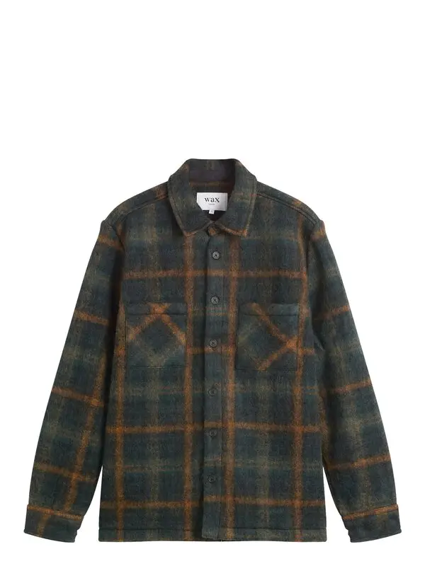 WAX LONDON Whiting Drawn Check Overshirt - Teal/orange