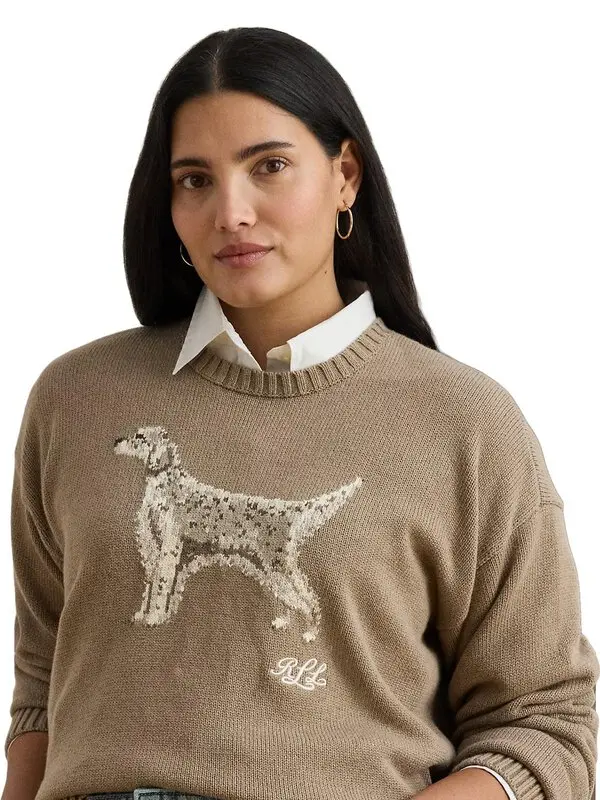 Ralph Lauren Intarsia-knit English Setter Crewneck Sweater - Adirondack Heather Multi