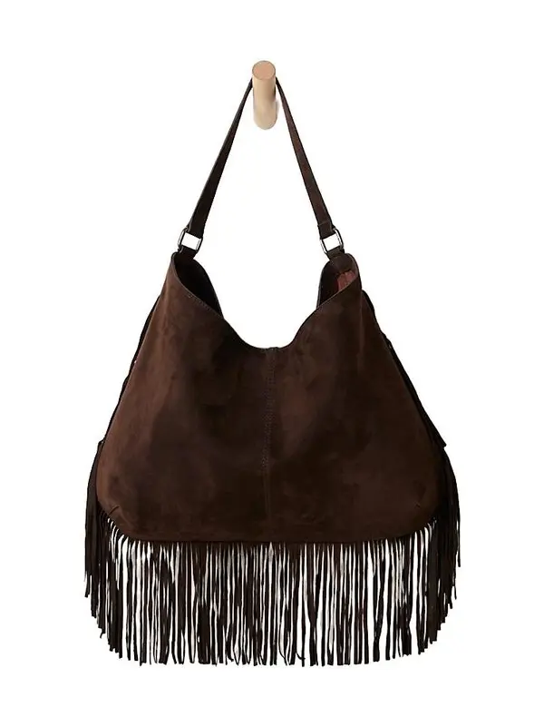 Free People Finn Fringe Shoulder Bag - Espresso