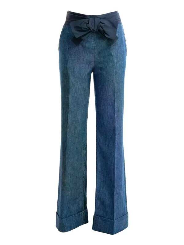 Valentino Garavani Bow-detail High-waist Jeans - Blue