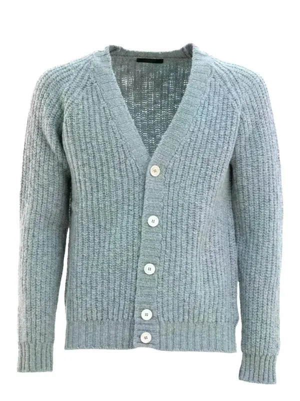 ZANONE Ribbed V-neck Cardigan - Blue