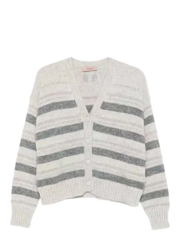 TWINSET Striped Cardigan - Grey