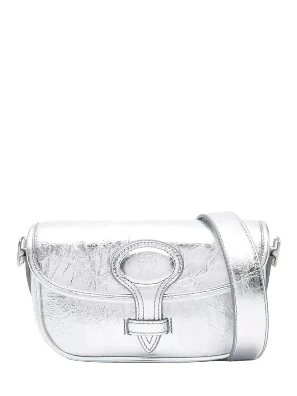 Bally Metallic Leather Flap Shoulder Bag - Silver