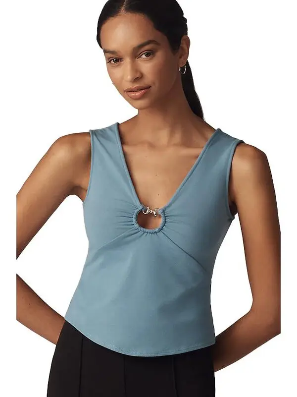Maeve Keyhole Tank Top - Smokey Blue