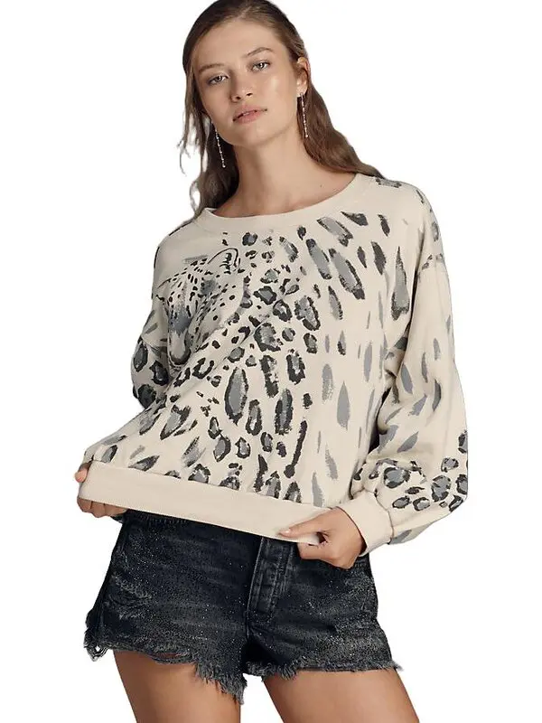 PILCRO Niki Bubble Sweatshirt - Ivory Pattern