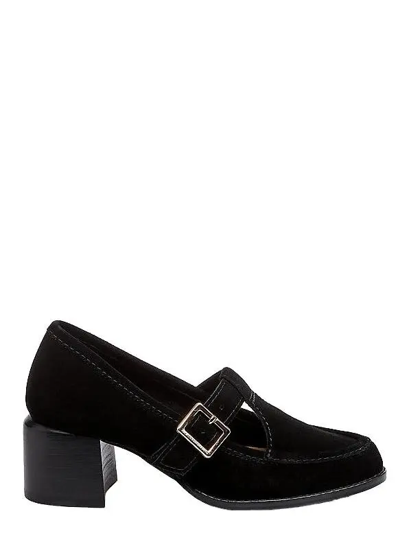 KELSI DAGGER BROOKLYN Caleb T-strap Loafer Heels - Black