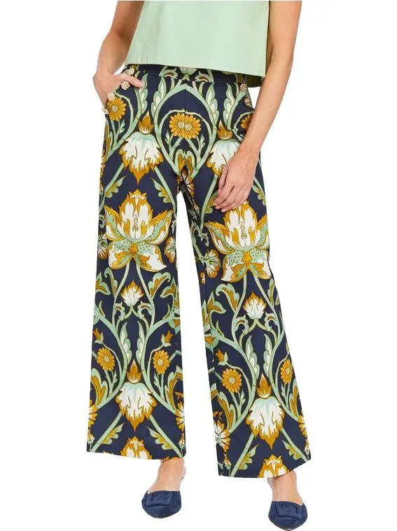 Mestiza New York Antonella Printed Wide-leg Pants - Navy / Blue