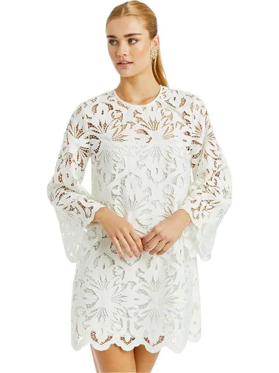 Mestiza New York Mira Lace Mini Dress - Neutral / White