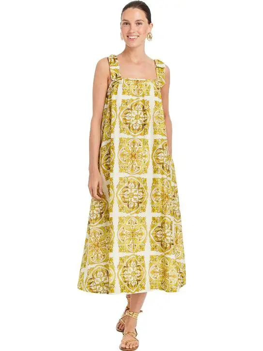 Mestiza New York Solenn Printed Cotton Voile Midi Dress - Yellow