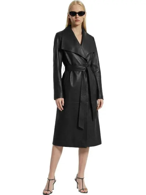 Rudsak Murmu X Leather Wrap Coat - Black