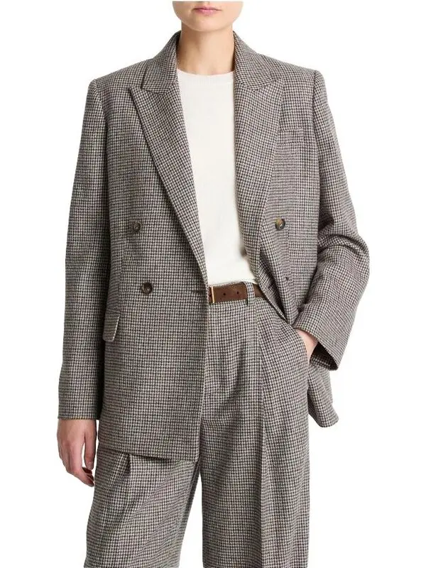 Vince Plaid Wool-blend Double-breasted Blazer - Red